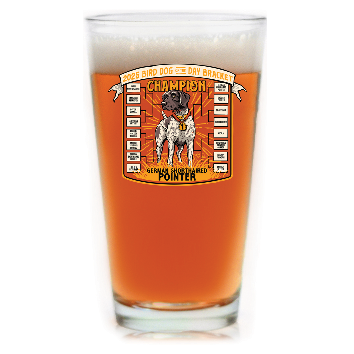 Bird Dog Champion Pint Glass | Bird Dog of the Day